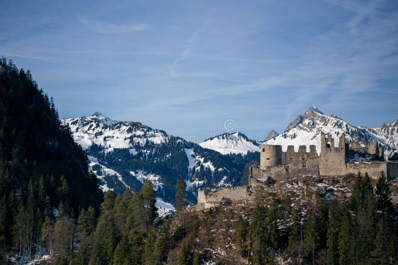 Old Medieval Castle in the Mountains in the Alps in Germany Stock Image ...