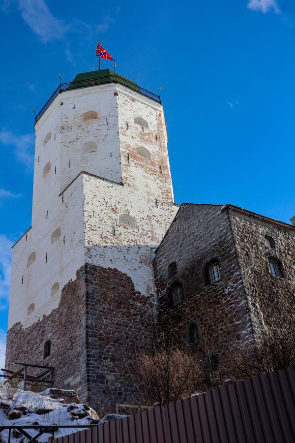 Old Medieval Castle in Vyborg, Russia with the White Tower, Winter View ...