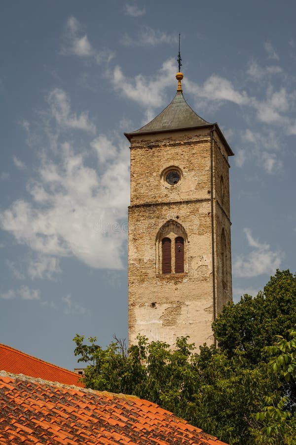 Old Medieval Church Clock Tower in Bac Stock Image - Image of exterior ...