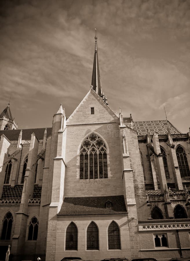Old Medieval Church in Sepia Colors. Stock Image - Image of village ...
