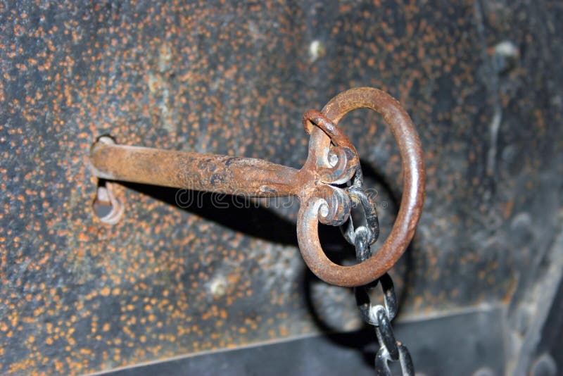Old Medieval Dungeon Key in Rusty Iron Door Stock Image - Image of bars ...