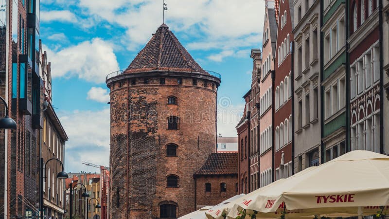 Old Medieval Harbor Tower in a Town of Gdansk Editorial Stock Image ...