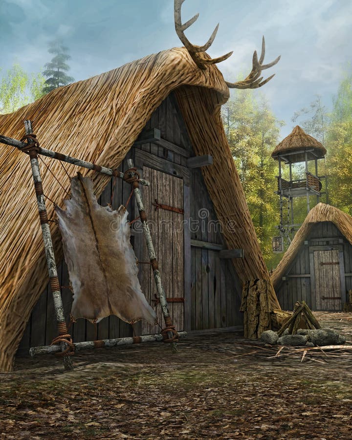 Old medieval hut stock illustration. Illustration of medieval - 43192008