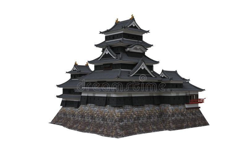 Old Medieval Japanese Castle. 3D Rendering Isolated on White Background ...