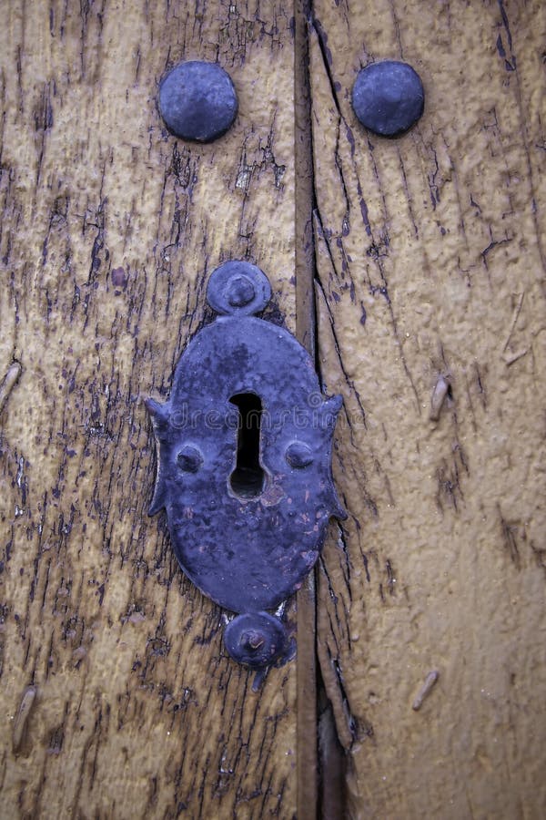 Old medieval lock stock image. Image of keyhole, wall - 324695101
