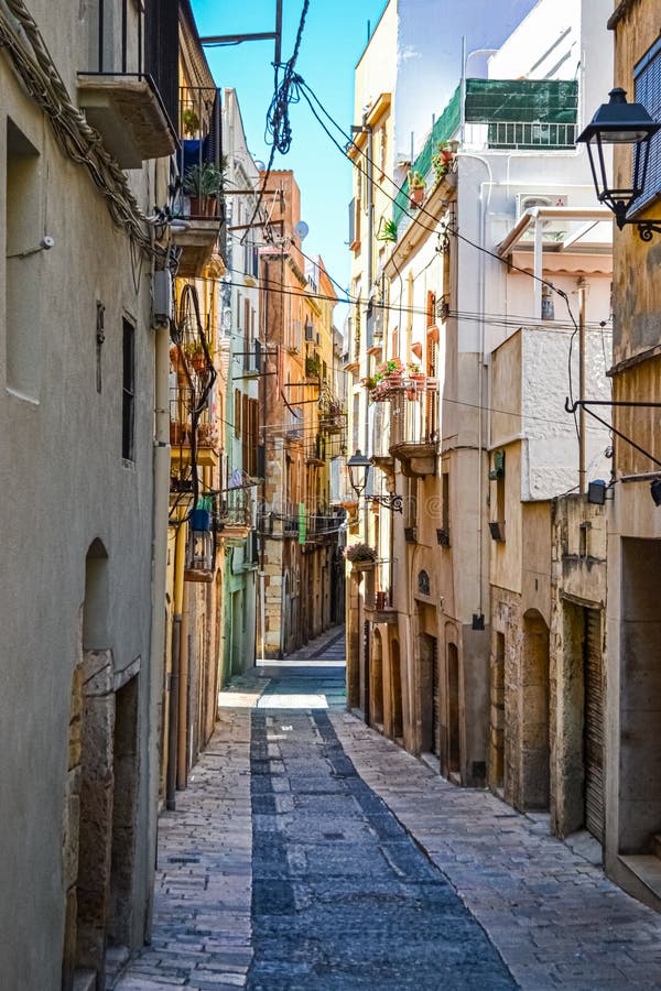 Old Medieval Narrow Empty Street. Typical Narrow Street in Europe Spain ...