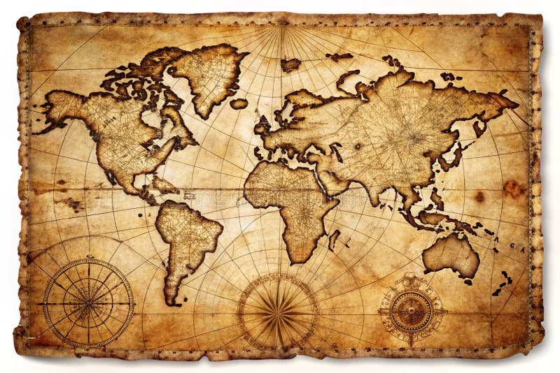 Old Medieval Nautical Map Isolated with Clipping Path Stock ...