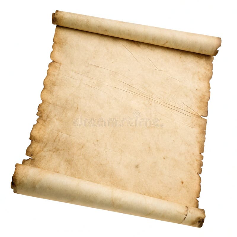 Old Medieval Paper Sheet Horizontal Parchment Scroll Isolated on White ...