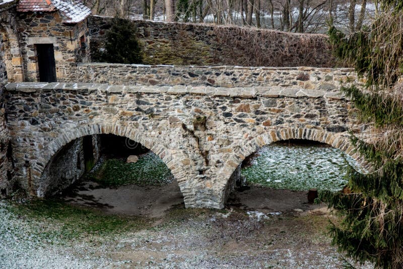 Old Medieval Stone Brick Bridge in To a Castle Stock Image - Image of ...