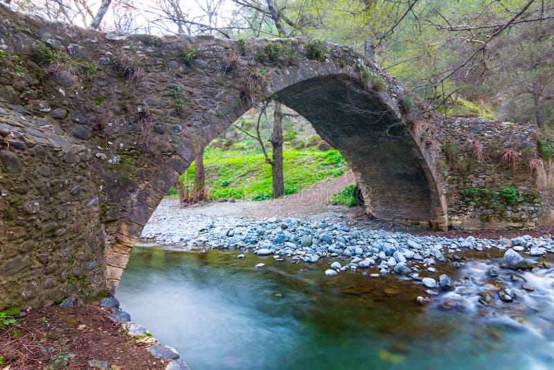 Medieval Stony Bridge Over the Small River Stock Photo - Image of brook ...