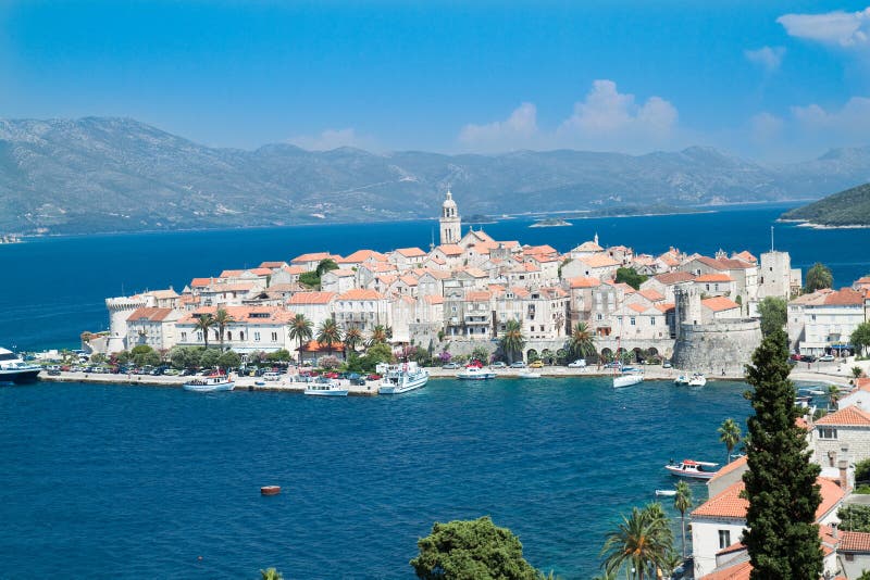 Korcula Old City on the Side of the Harbor Stock Image - Image of ...