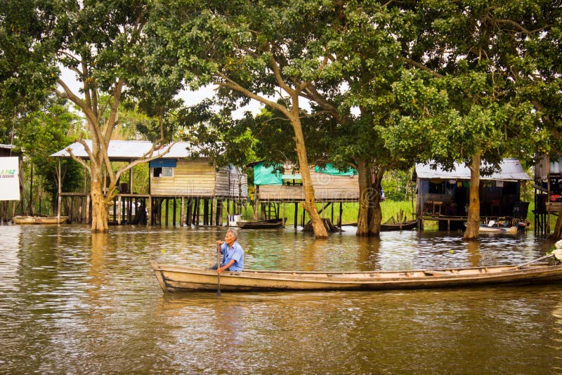 Old Men Doing Canoeing at Amazon River Editorial Photo - Image of ...