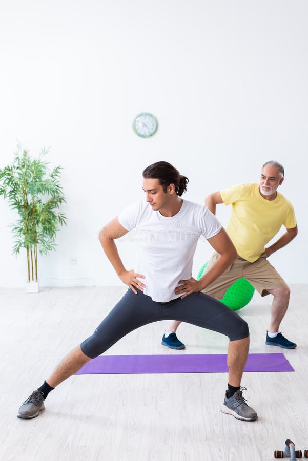 Old Man Doing Exercises Indoors Stock Image - Image of healthy ...