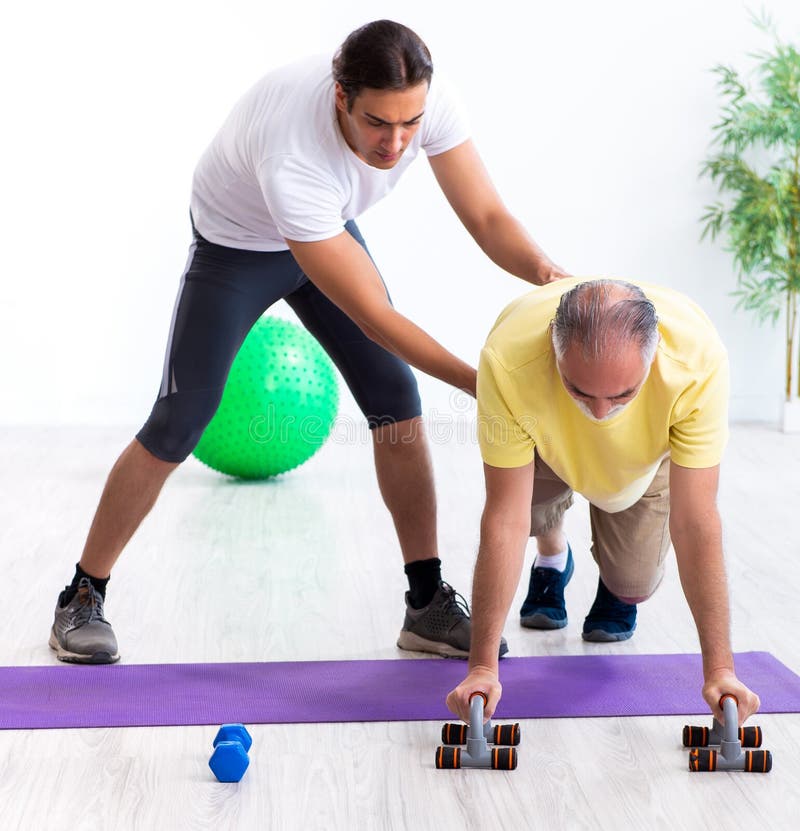 Old Man Doing Exercises Indoors Stock Image - Image of rehabilitation ...
