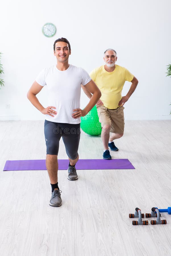Old Man Doing Exercises Indoors Stock Image - Image of fitness, healthy ...