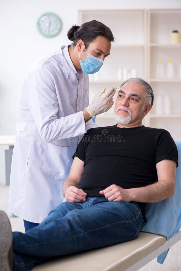 Old Man Visiting Young Doctor for Plastic Surgery Stock Image - Image ...