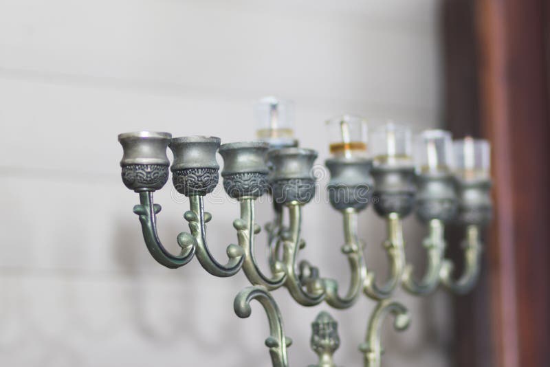 An Old Menorah Made of Silver Stock Photo - Image of hannukah, israel ...