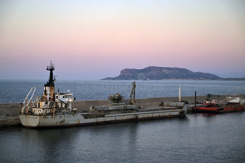 Old Merchant Ship Moored in Port. Stock Photo - Image of watercraft ...