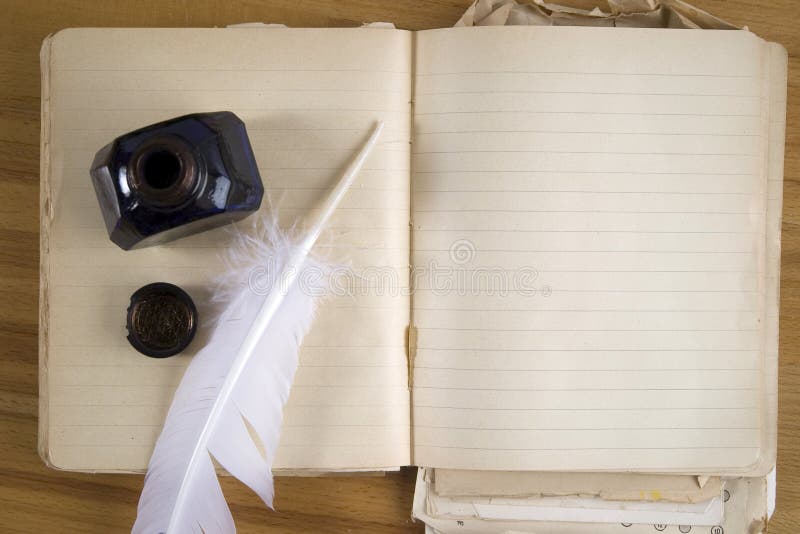 Old Message Book with Feather Stock Photo - Image of layout, abstract ...