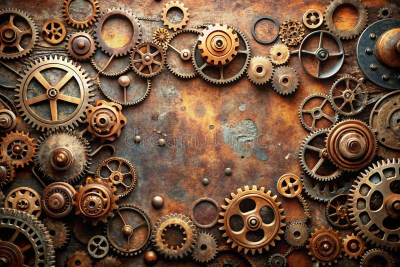 Old Metal Background with Rusty Gears and Cogs Stock Illustration ...