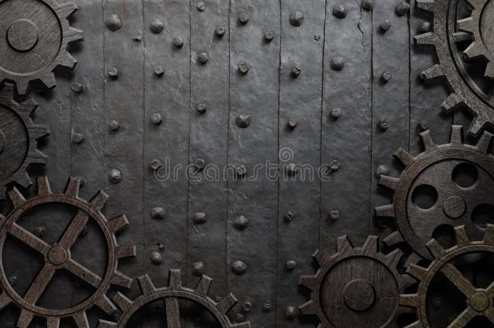 Old Metal Background with Rusty Gears and Cogs Stock Photo - Image of ...