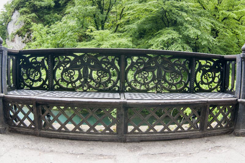 Old Metal Bench Made of Forged Elements Stock Photo - Image of close ...