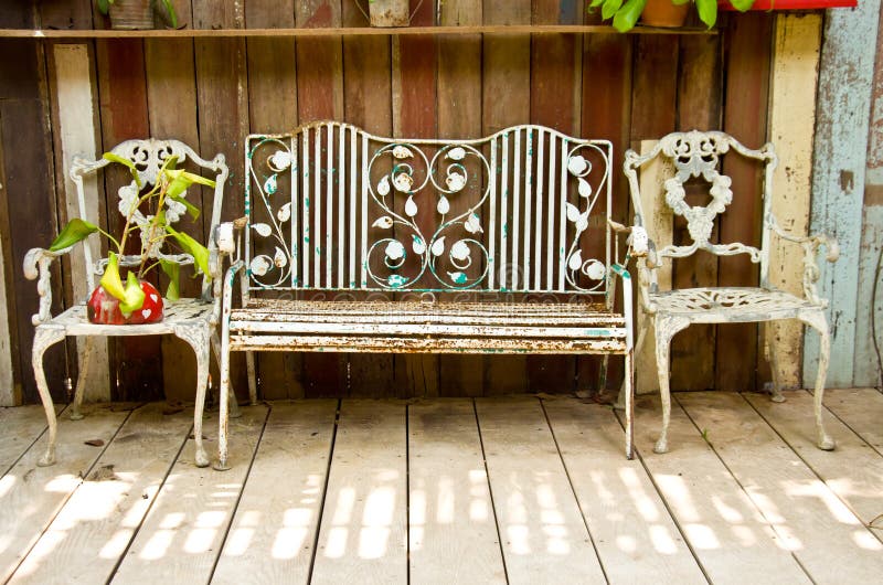 Old metal bench stock photo. Image of floor, resting - 39825492