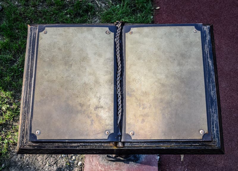 An Old Metal Book. Blank Pages of an Old Book. Stock Photo - Image of ...