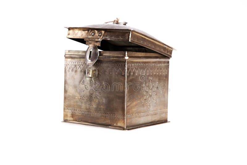 Old metal box on white stock photo. Image of costly, fashioned - 21100324