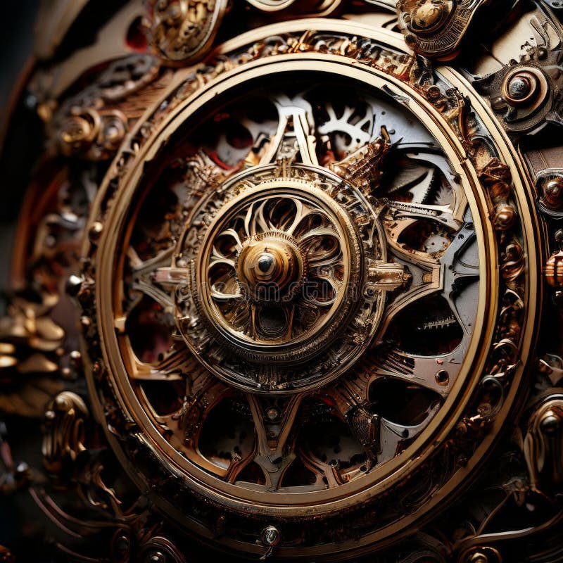 Old metal clock with gears stock photo. Image of engine - 370853140