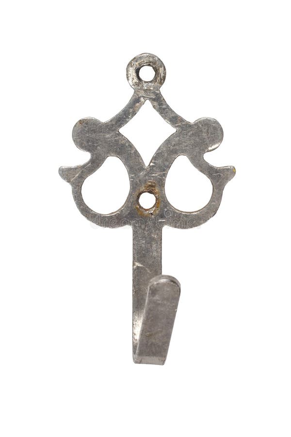 Old Metal Coat Hook on a White Background. Stock Photo - Image of metal ...