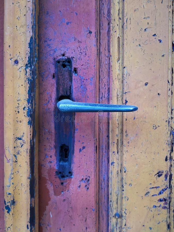Old Metal Door with Handle and Lock Stock Photo - Image of culture ...