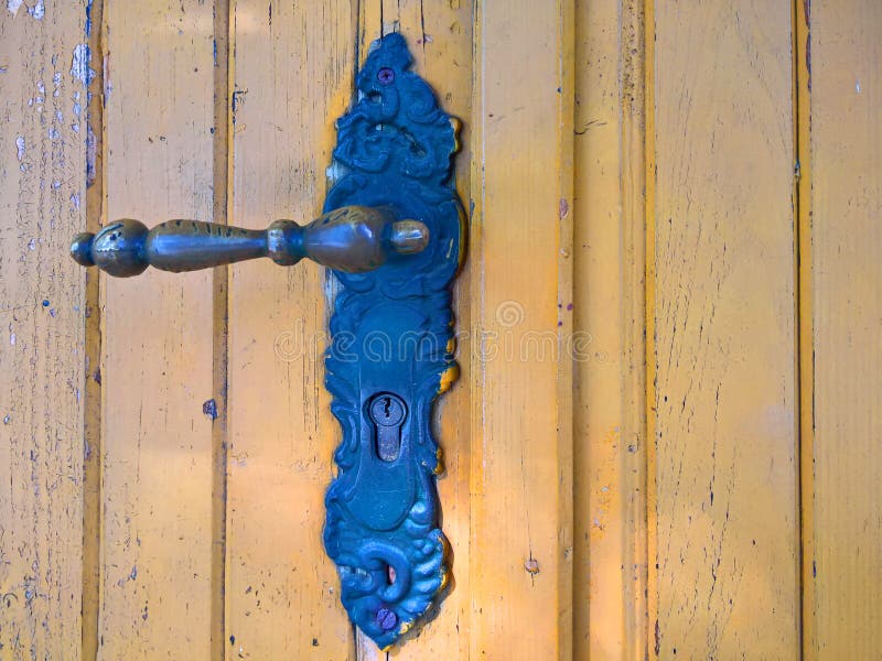 Old Metal Door with Handle and Lock Stock Photo - Image of history ...