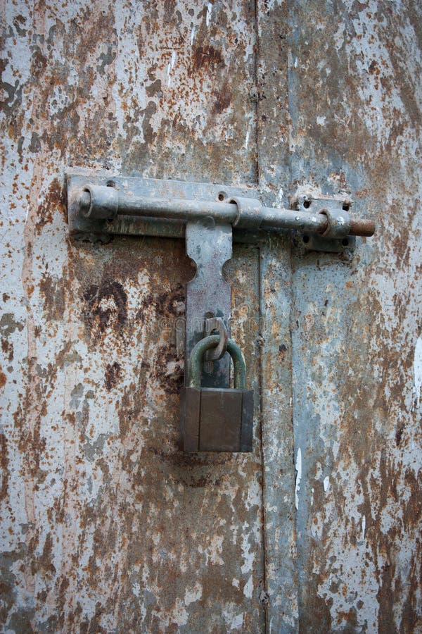 Old metal door with lock stock image. Image of china - 21007851