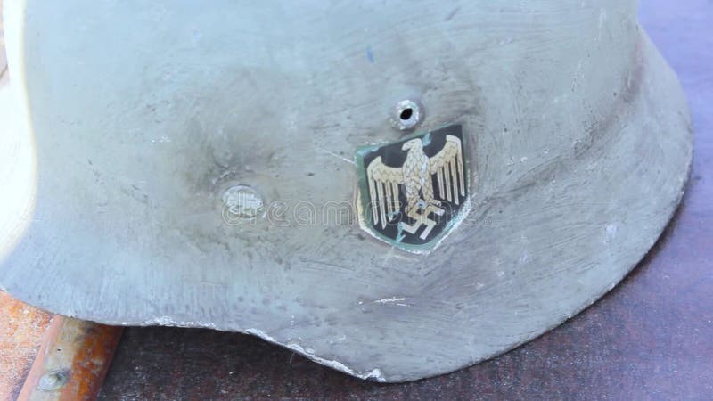 Old metal fascist helmet stock video. Video of fascist - 128420093