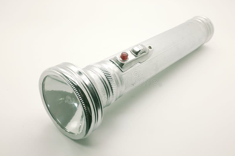 Old Metal Flashlight, Silver Torch Stock Image - Image of lantern, hand ...
