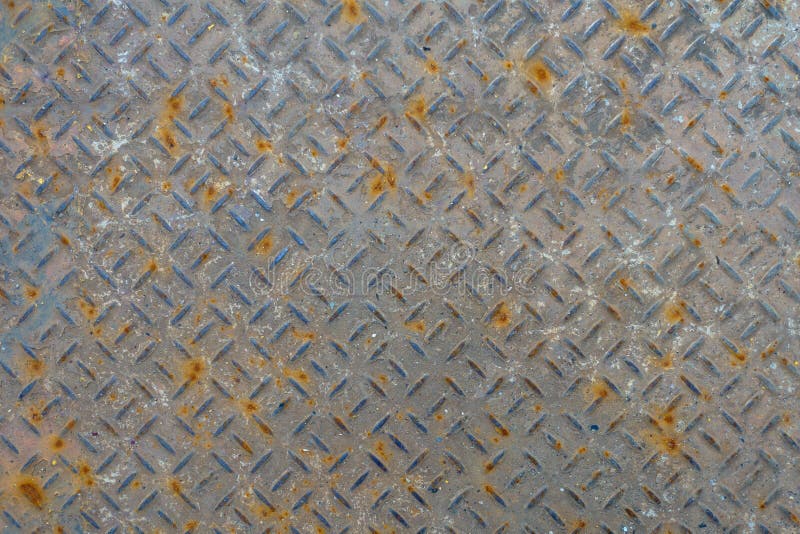 Old Metal Floor Plate with Diamond Pattern and Rusty Background Stock ...