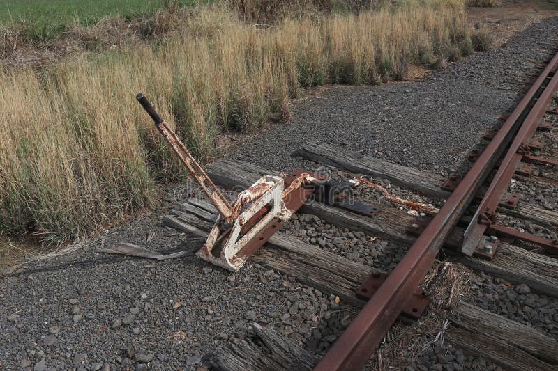 An Old Metal Hand-operated Railway Track Switch Lever Stock Photo ...