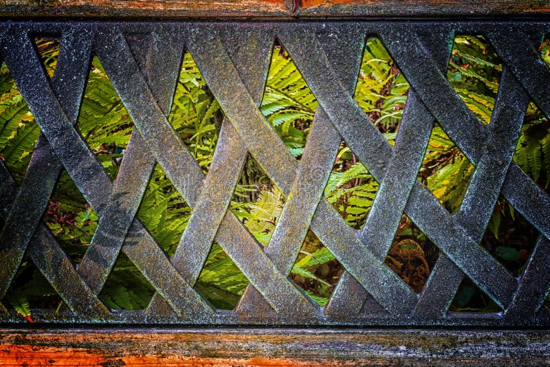 The Old Metal Handmade Back Texture of the Bench with Blurred Fe Stock ...
