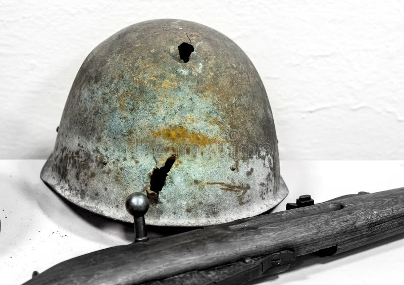 Old Metal Helmet Soviet World War II Soldiers Stock Image - Image of ...