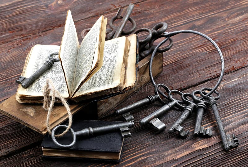 Old Metal Keys and Vintage Book Stock Photo - Image of decorative ...
