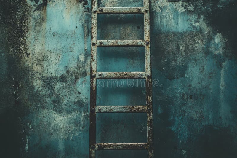 An Old Metal Ladder is Captured in a Close-up Shot, Showcasing Its ...