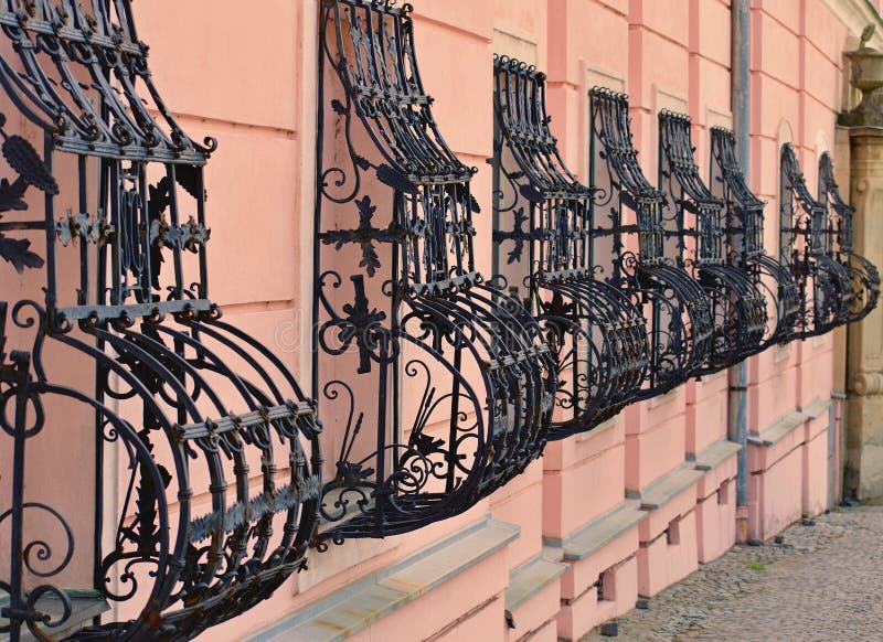 Old Metal Lattice Window in the Wall Stock Image - Image of stone ...