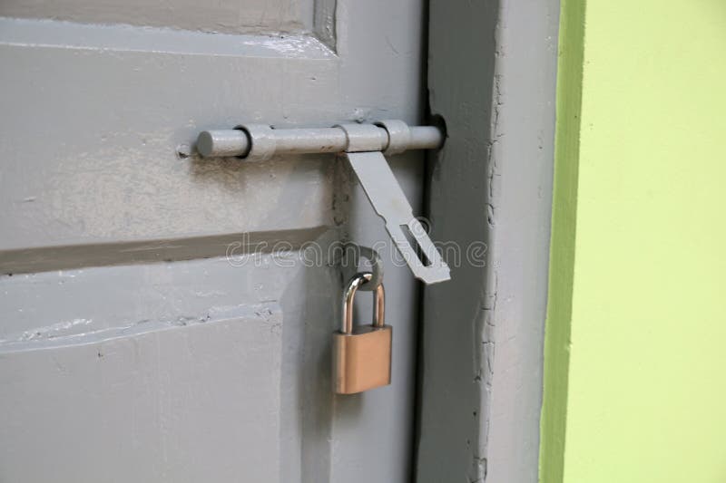 Old Metal Lock on the Wooden Door Stock Photo - Image of security ...