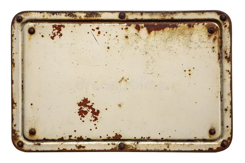 Old Metal Number Plate, Aged Rustic Off White Metal Sign Plate with ...