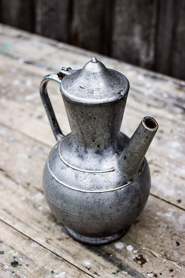 Old Metal Pitcher. Vintage Items Stock Photo - Image of items ...