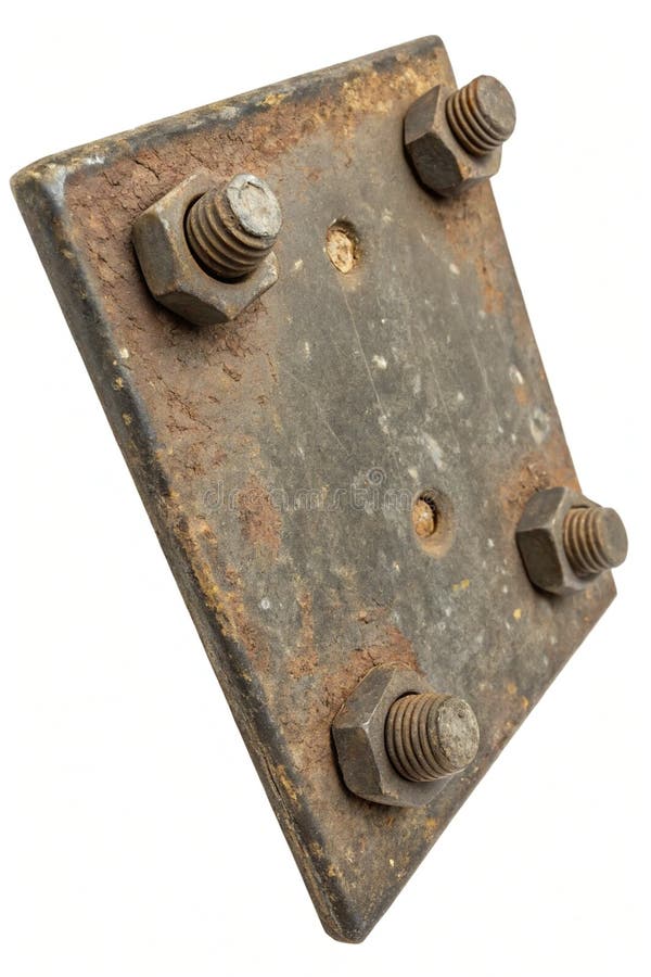 Old Metal Plate with Bolts Isolated on White Stock Illustration ...