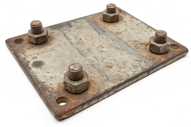 Old Metal Plate with Bolts Isolated on White Stock Illustration ...