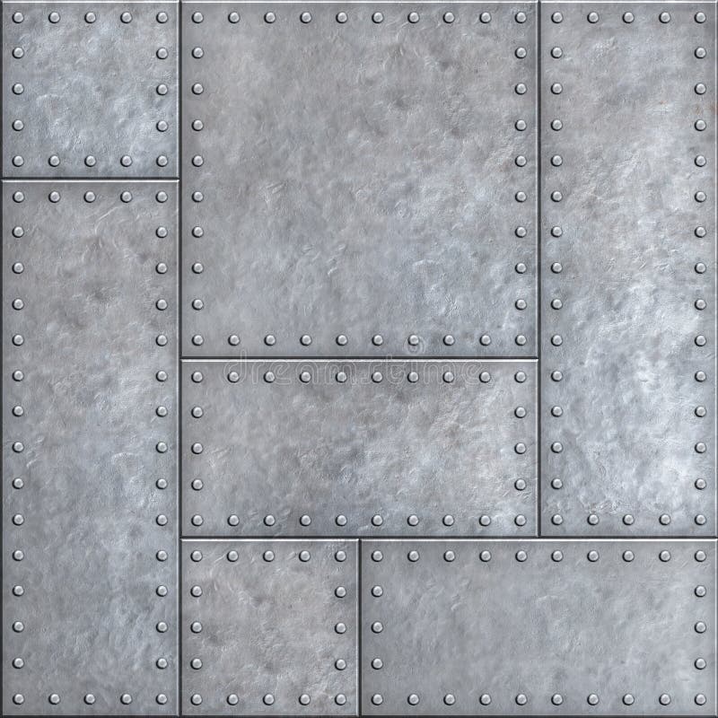 Old Metal Plates with Rivets Seamless Background or Texture Stock Image ...