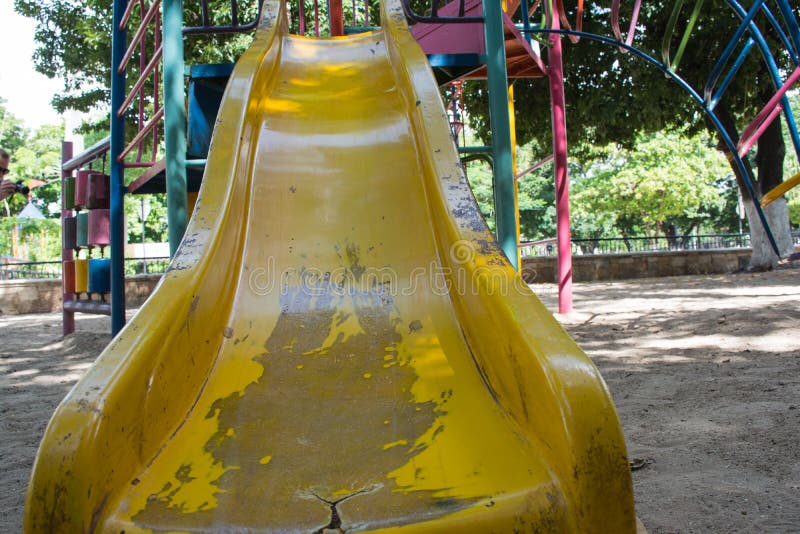 Old metal playground slide stock image. Image of equipment - 42173943